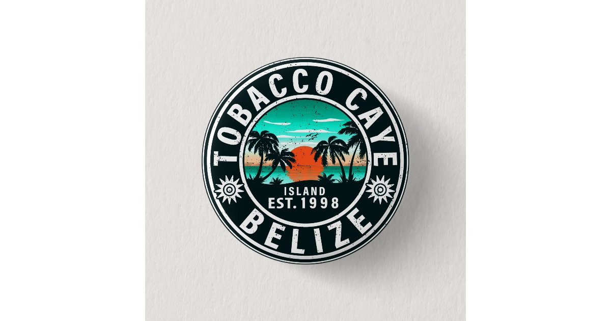Tobacco Caye Belize Retro Sunset Souvenirs 60s Button | Zazzle