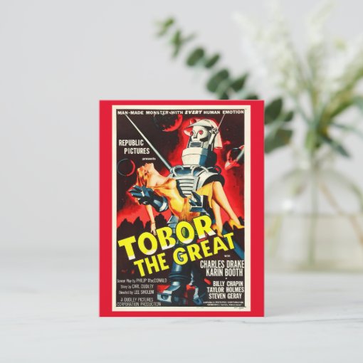 Tobor the Great Vintage robot movie Postcard | Zazzle