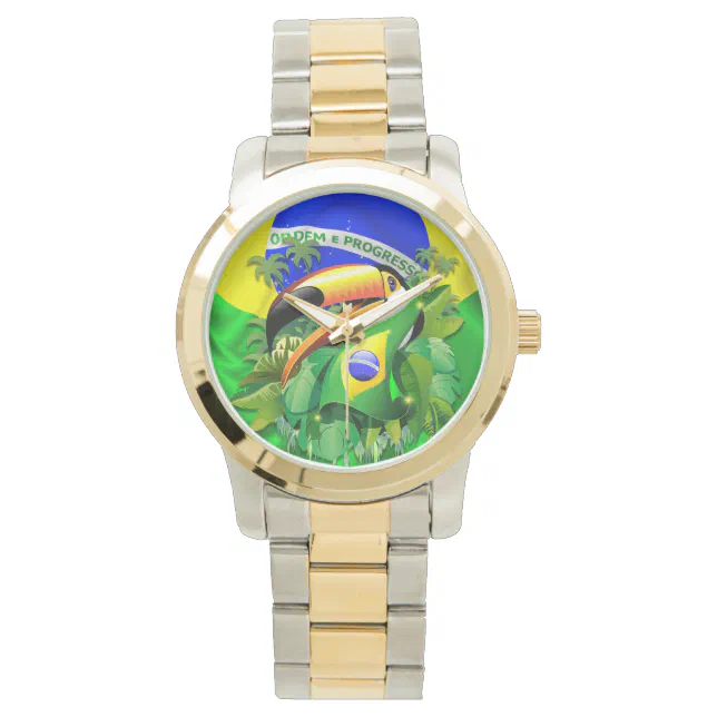 Toco Toucan with Brazil Flag Watch | Zazzle