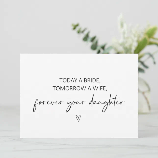 Today a bride, Tomorrow a wife Flat Card | Zazzle