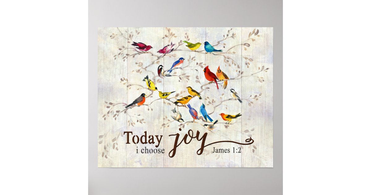 Today I Choose Joy Birds Poster | Zazzle