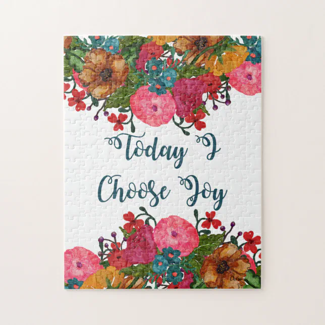 Today I Choose Joy | Inspirational Floral Art Jigsaw Puzzle | Zazzle