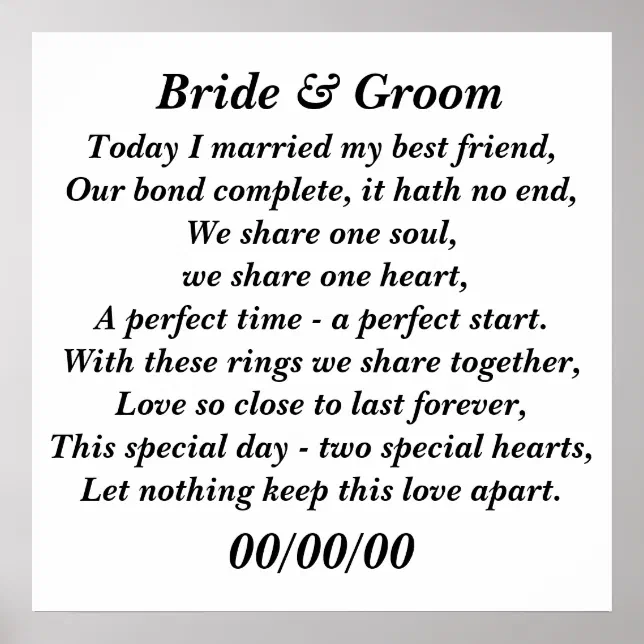 Today I married my best friend customize it! Poster | Zazzle