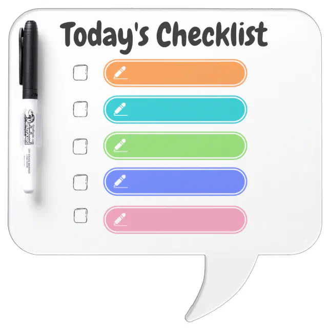 Today's Checklist editable wipe clean board | Zazzle