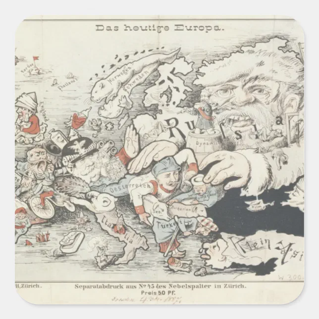 Today's Europe', 1887 Square Sticker | Zazzle