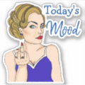 Today's Mood, Retro Lady Flipping the Bird Sticker | Zazzle