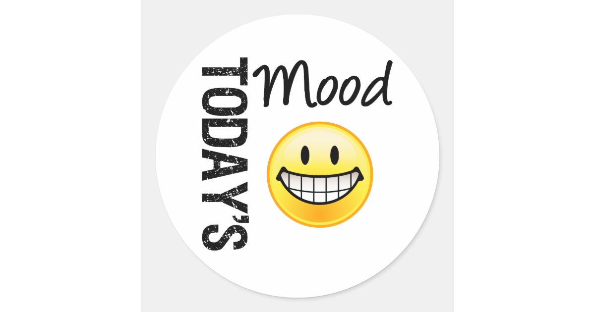 Today's Mood Very Happy Emoticon Classic Round Sticker | Zazzle