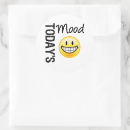Today's Mood Very Happy Emoticon Classic Round Sticker | Zazzle