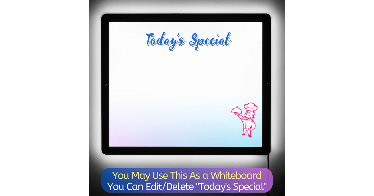 Today's Special Restaurant Menu Whiteboard Script LED Sign | Zazzle