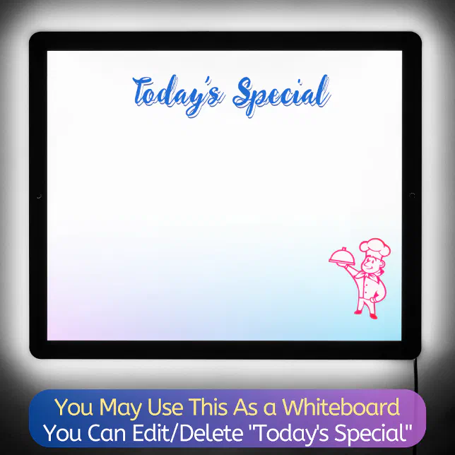 Today's Special Restaurant Menu Whiteboard Script LED Sign | Zazzle