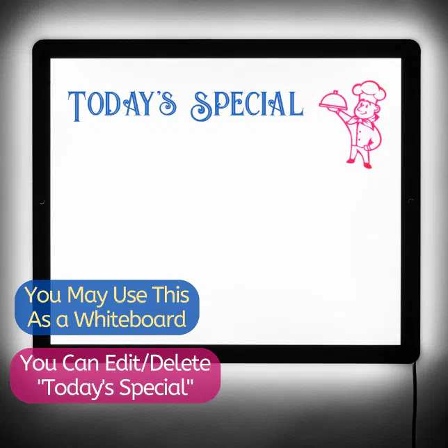 Today's Special Whiteboard Menu Restaurant Chef LED Sign | Zazzle