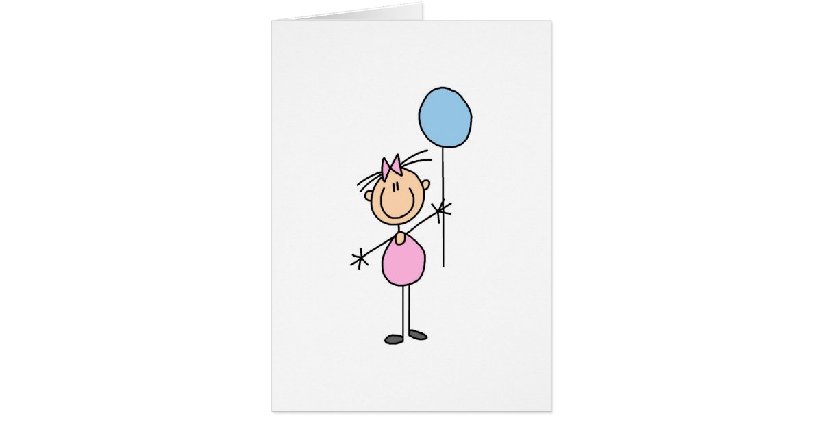 Toddler Girl Stick Figure Card | Zazzle