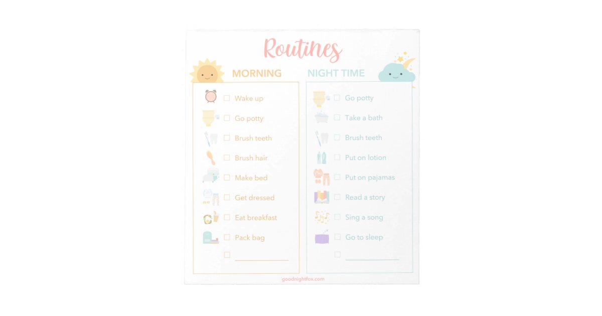 Toddler Routines Checklist Notepad | Zazzle