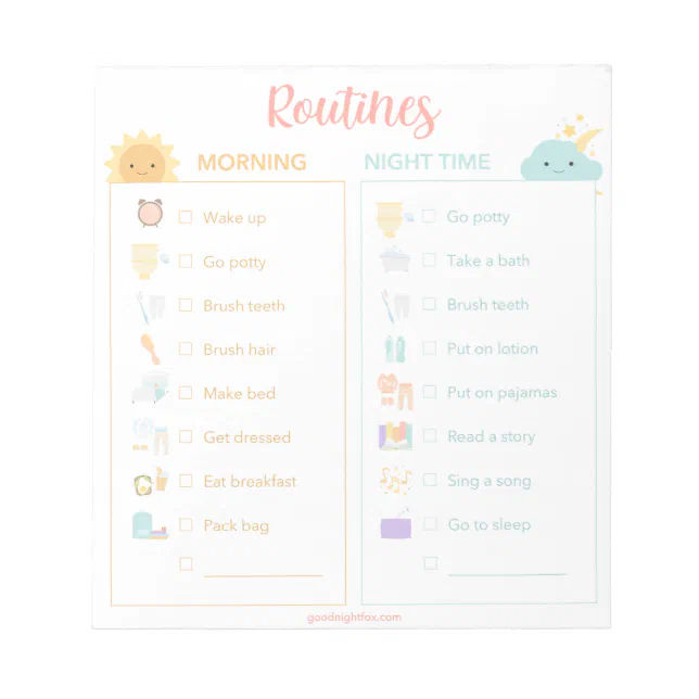 Toddler Routines Checklist Notepad | Zazzle
