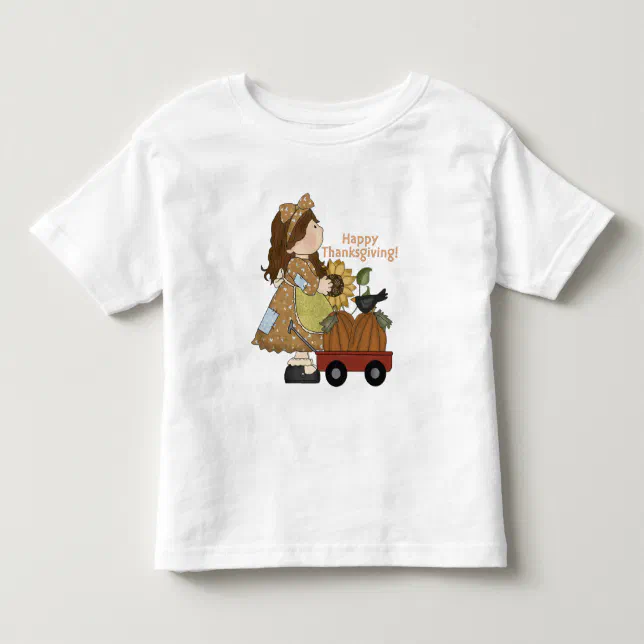 Toddler Thanksgiving Girl long sleeve t-shirt | Zazzle