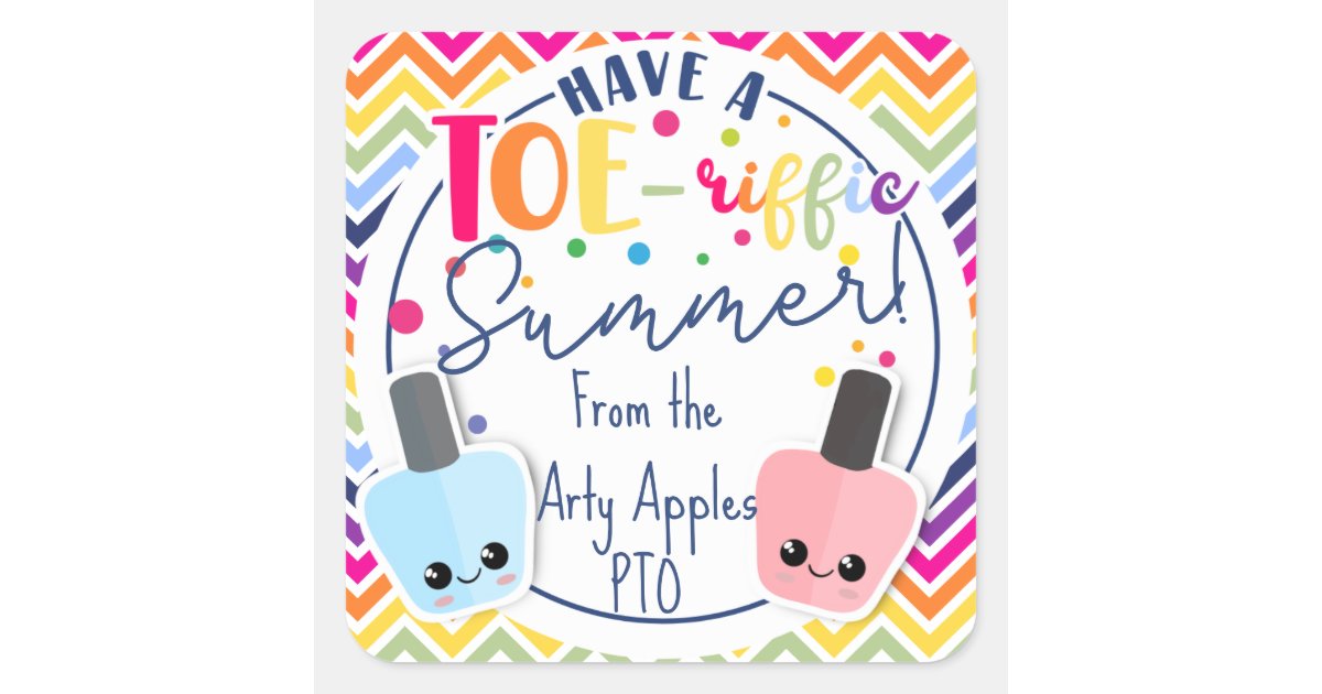toe-riffic summer nail products square sticker | Zazzle