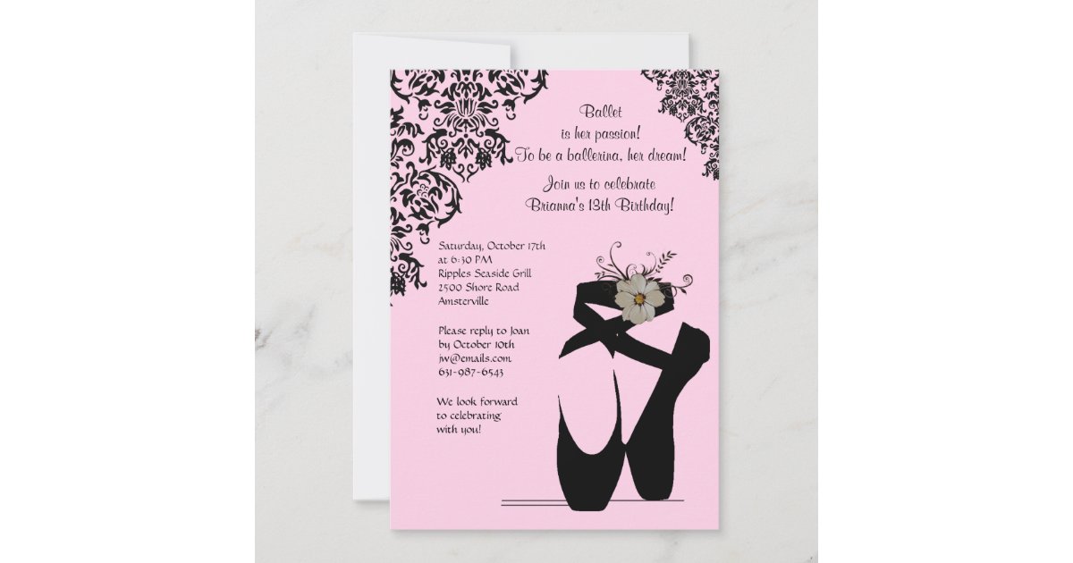 Toe Shoes With Black Lace Invitation | Zazzle