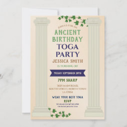 Toga Party Birthday Roman Ivy Scroll Ancient Invitation | Zazzle