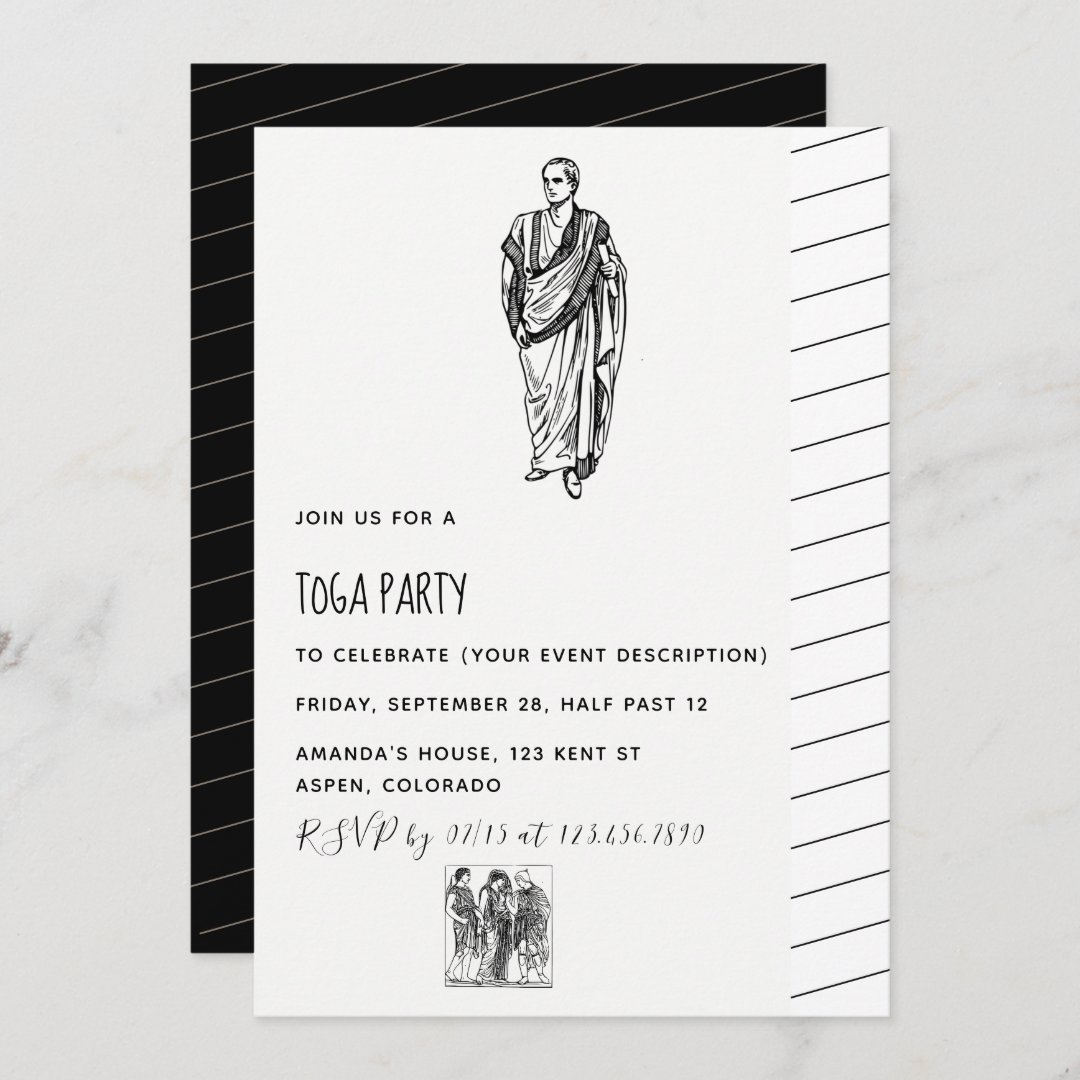 Toga Party Theme Invitation | Zazzle
