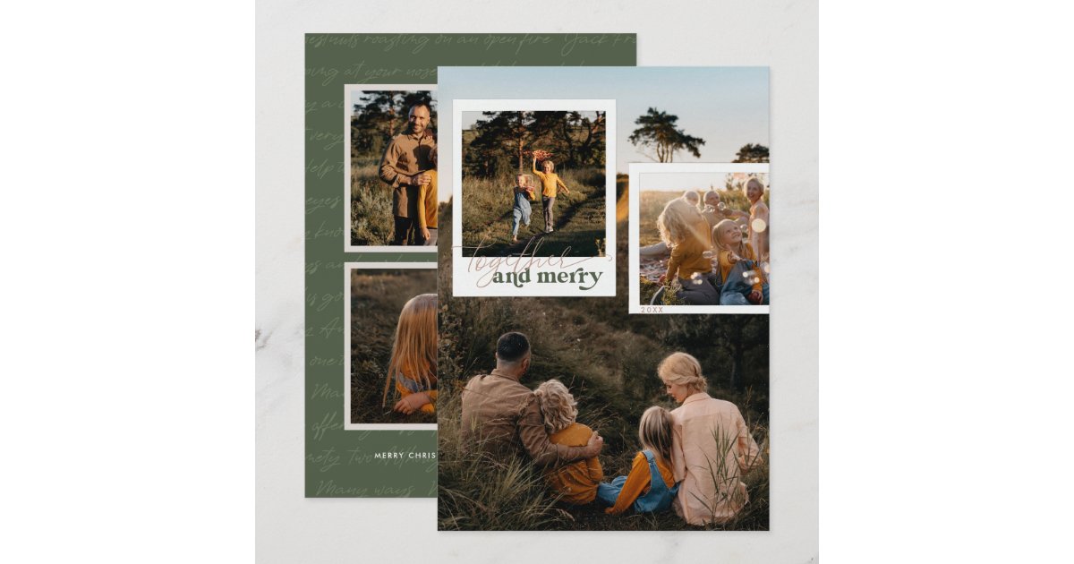 Together & Merry | Nostalgic Five Photo Christmas | Zazzle