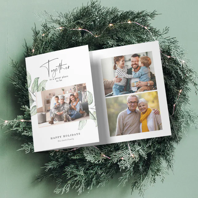 Together Multi Photo Gallery Christmas Tri-Fold Holiday Card | Zazzle