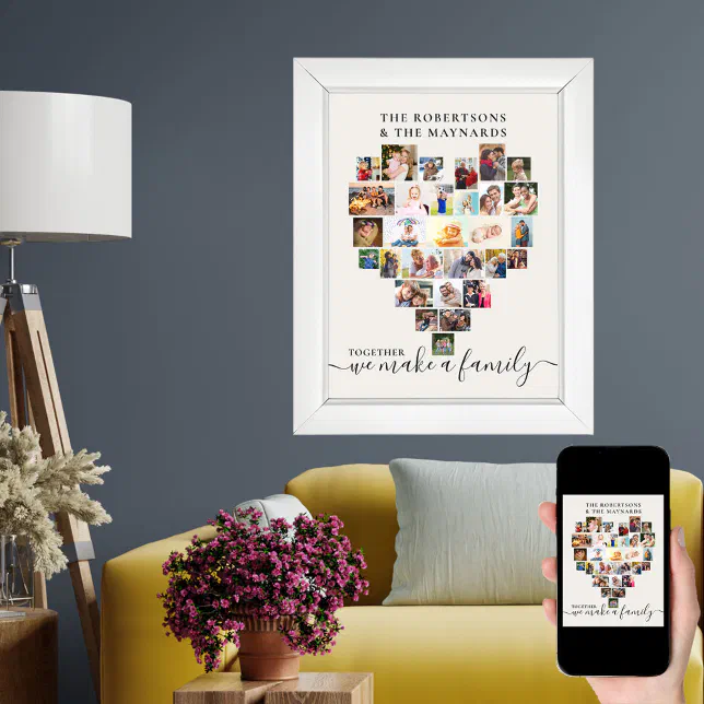 Together Personalized Heart Shaped Photo Collage Poster | Zazzle