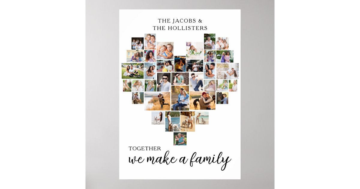 Together Personalized Love Heart 36 Photo Collage Poster | Zazzle