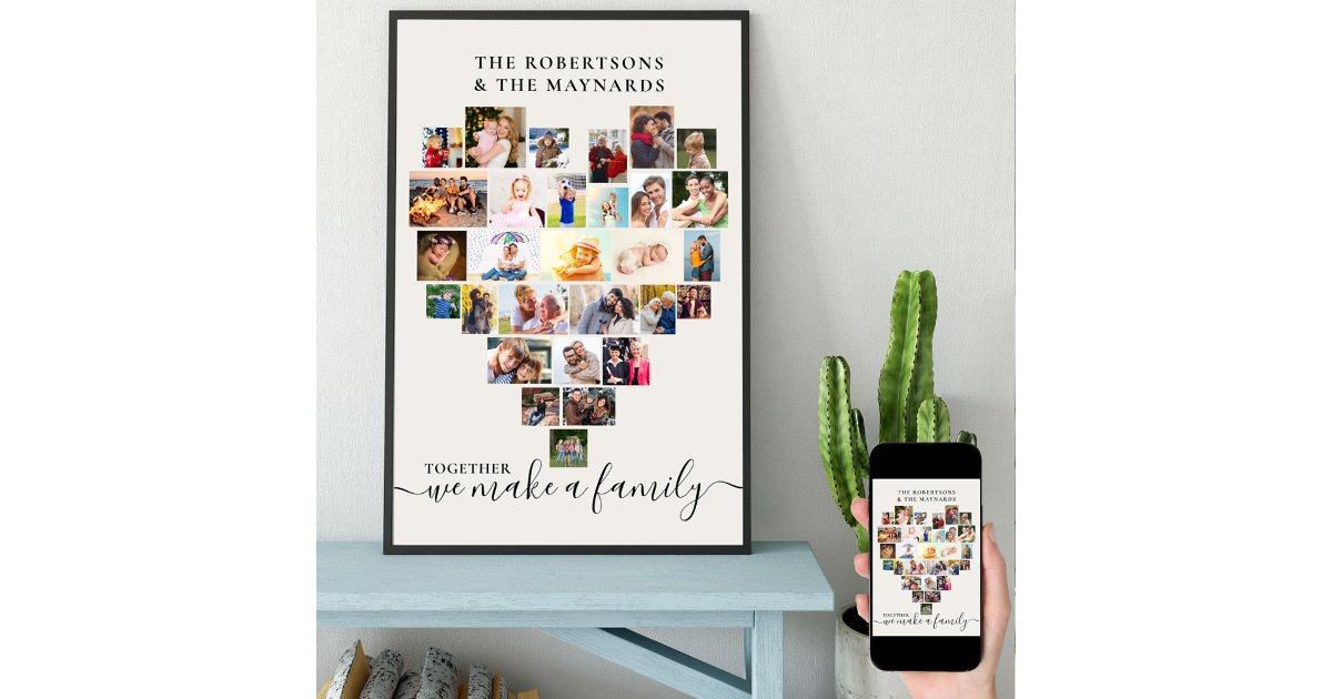 Together Personalized Love Heart Photo Collage Poster | Zazzle