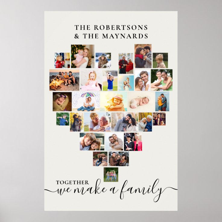 Together Personalized Love Heart Photo Collage Poster | Zazzle