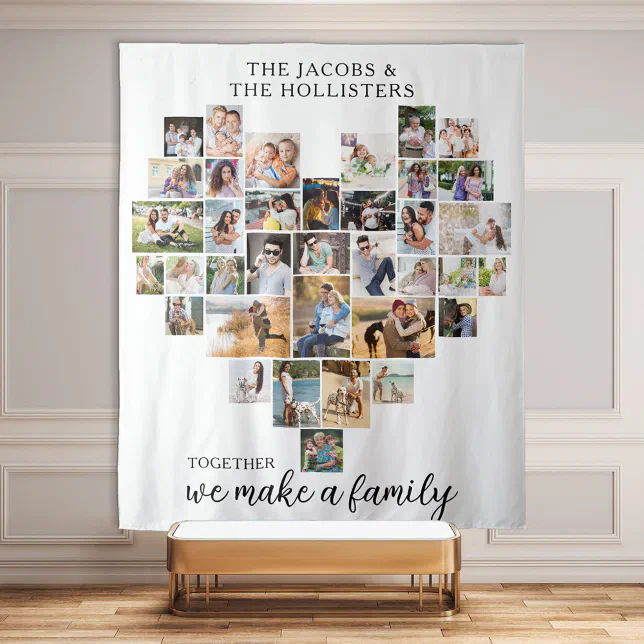Together we make a Family Heart Photo Collage Tapestry | Zazzle