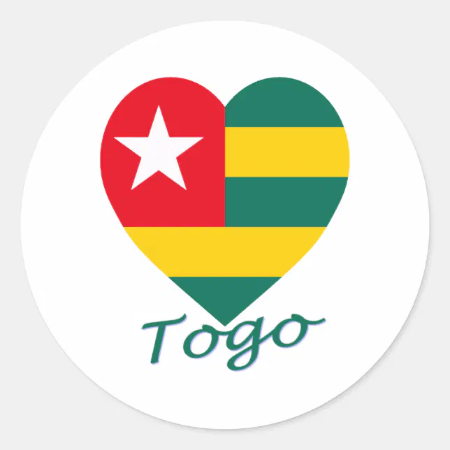 Togo Flag Heart Classic Round Sticker | Zazzle