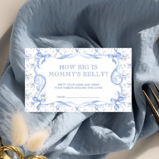 Toile Bear Baby Shower How Big Is Mommy's Belly Enclosure Card | Zazzle