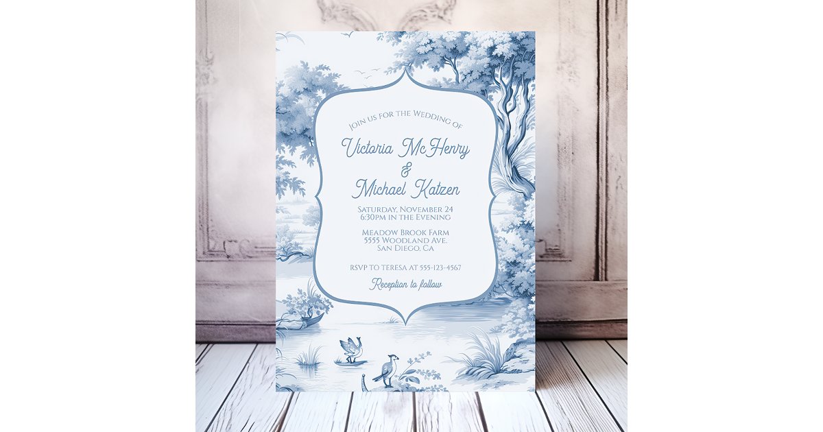 Toile Country French Wedding Invitation | Zazzle