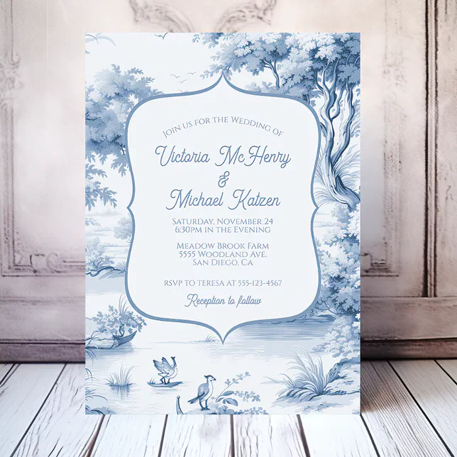 Toile Country French Wedding Invitation | Zazzle