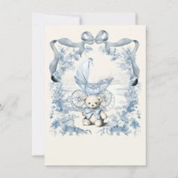 Toile De Joey Floral Bow Baby Shower Invitation | Zazzle