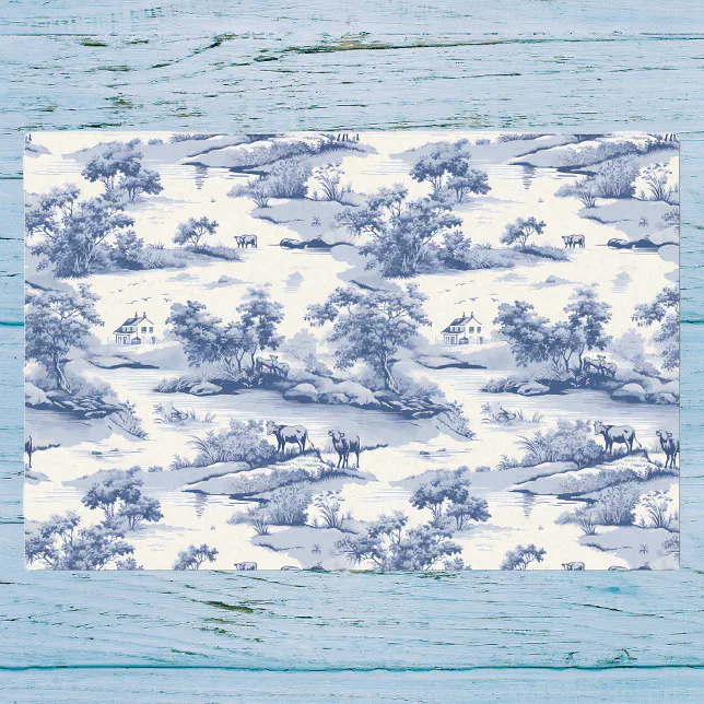 Toile De Jouy Blue French Rustic Pasture Tissue Paper | Zazzle
