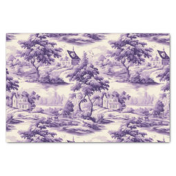 Toile De Jouy Purple French Cottage Landscape Tissue Paper | Zazzle
