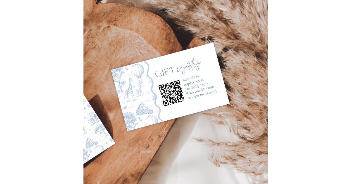 Toile De Jouy Safari Baby Shower Registry Card | Zazzle