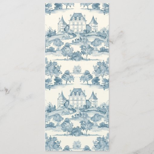 Toile Floral chateau Wedding Menu | Zazzle