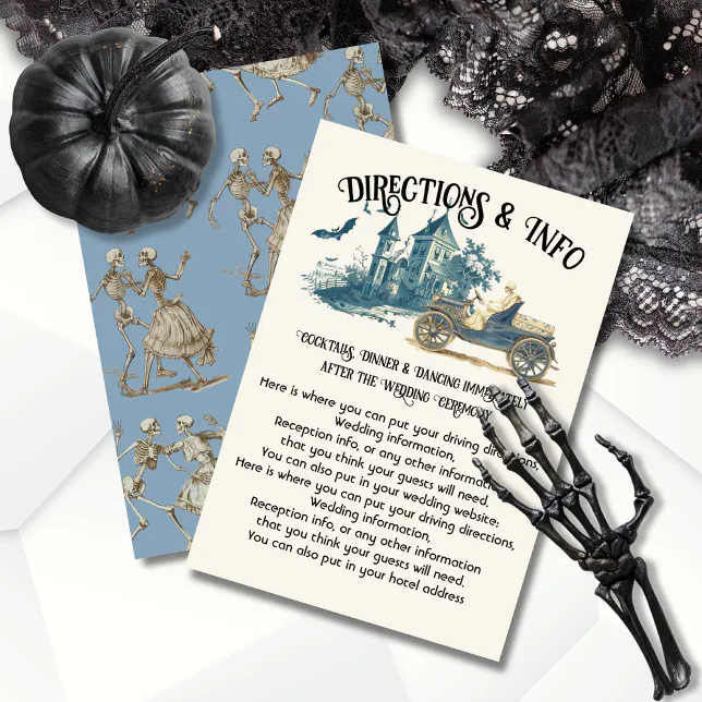 Toile Halloween Skeleton Driving Directions info Invitation | Zazzle