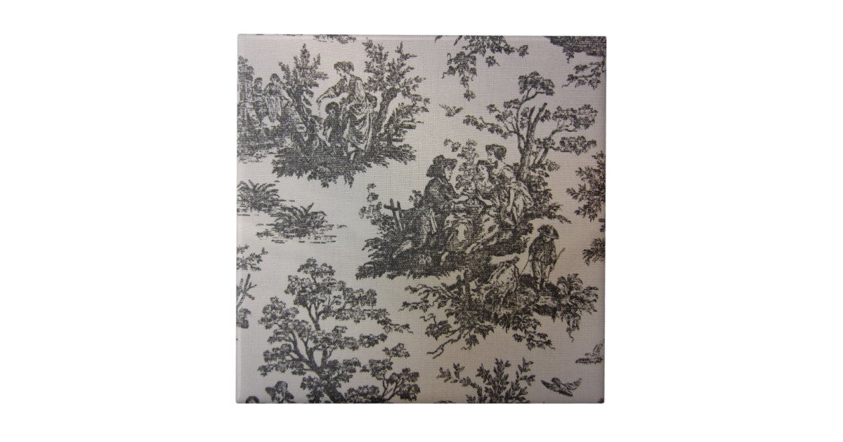 Toile in Black & White Ceramic Tile | Zazzle
