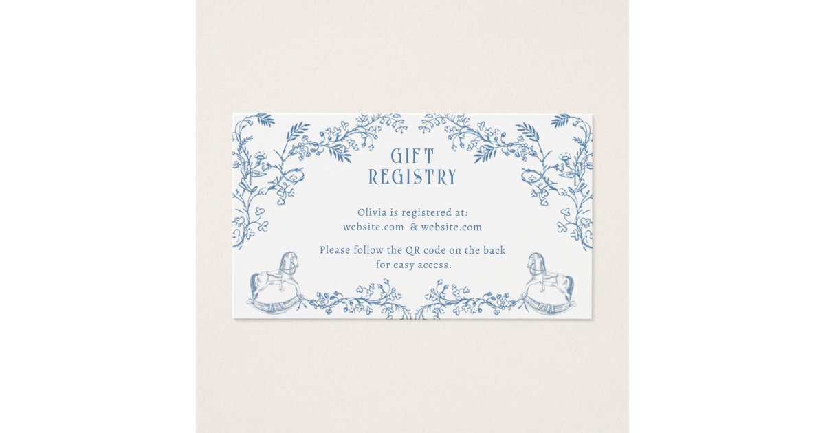 Toile Registry Baby Shower Enclosure card | Zazzle