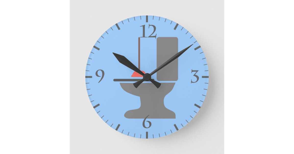 Toilet and Plunger Round Clock | Zazzle