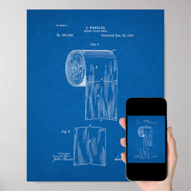 Toilet Paper Roll Patent - Blueprint Poster | Zazzle