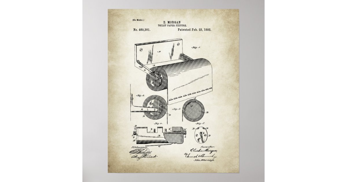 Toilet Paper Roll Patent Poster | Zazzle