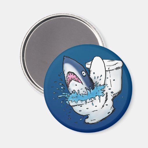 Toilet Shark Funny Blue Cartoon Magnet | Zazzle