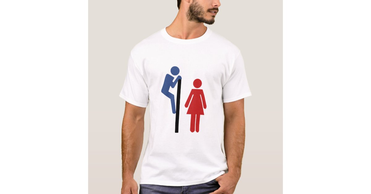 Toilet Sign Voyeur Looking Over Stall T-Shirt | Zazzle