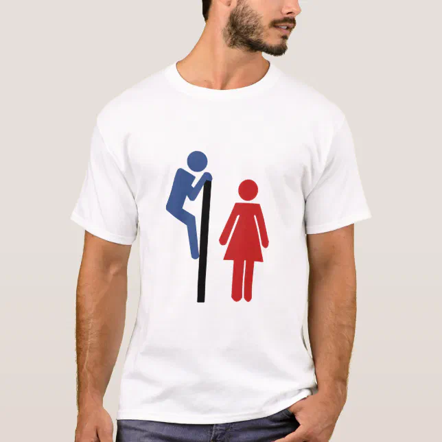 Toilet Sign Voyeur Looking Over Stall T-Shirt | Zazzle