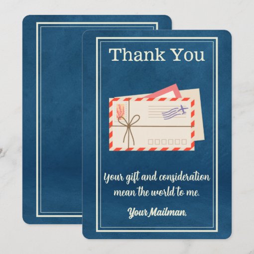 token Letter Carrier Mailman Postal Mail Carrier Thank You Card | Zazzle