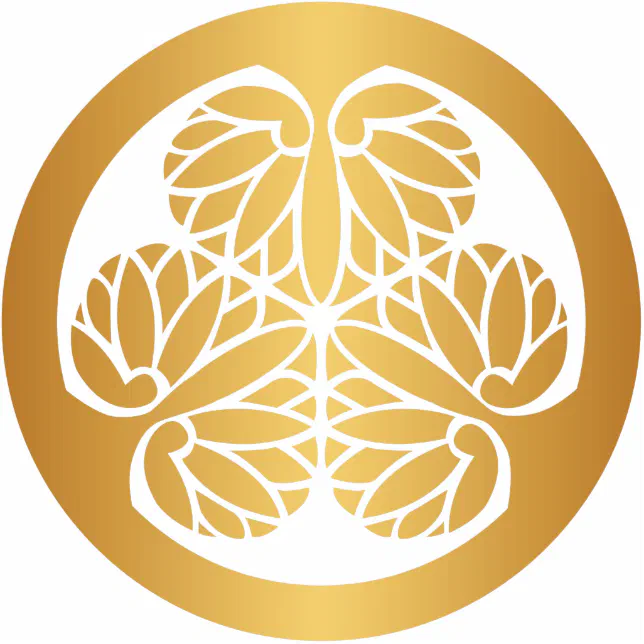 Tokugawa Aoi Japanese Mon Family Crest Gold on Red Cutout | Zazzle